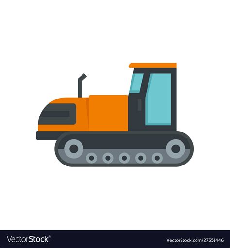 Tracked Tractor Icon Flat Style Royalty Free Vector Image