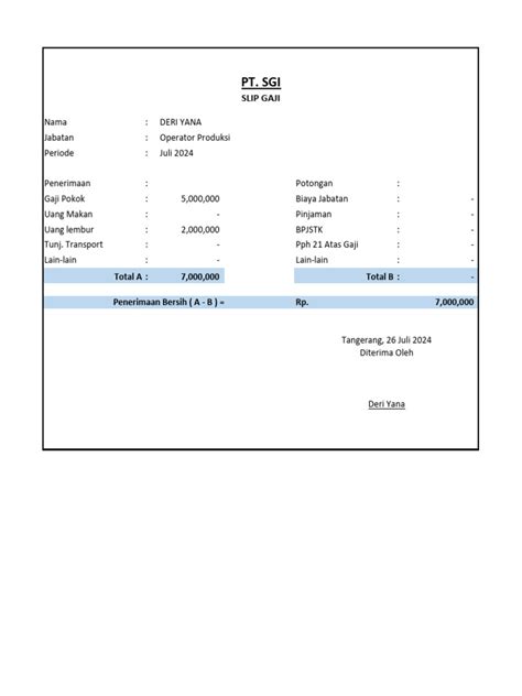 Slip Gaji Pt Sgi Operator Produksi Pdf