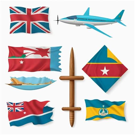 A Collection Of Flags Including One Plane And One Plane Premium Ai