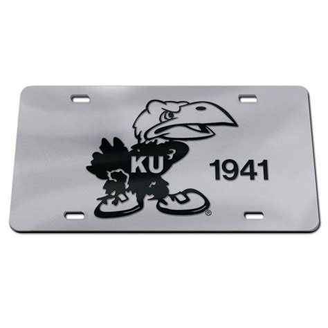 Kansas Jayhawks Vault 1941 Jayhawk Silverblack License Plate Jocks Nitch