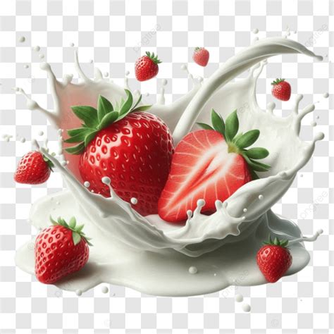 투명한 배경에 신선한 우유 얼룩에 3d 딸기 녹색 잎과 슬라이스가 있는 3d 오렌지 투명한 배경에 맛있는 Png 일러스트 및 이미지 에 대한 무료 다운로드 Pngtree