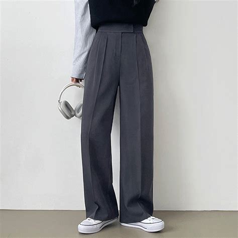 밀크티 3기장xs~xl까지 봄가을여름ver 핀턱 스트레이트 히든버클 일자슬랙스