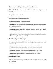Precalculus Functions Pdf Domain A Set Of All Possible X Values Of A Function Intervals