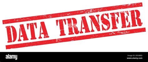 DATA TRANSFER Text On Red Grungy Rectangle Vintage Stamp Stock Photo