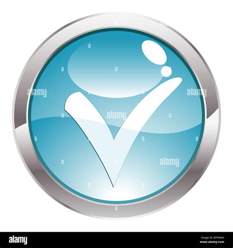 Three Dimensional Circle Button With Tick Icon Vector Illustration Stock Photo Alamy