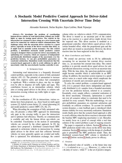A Stochastic Model Predictive Control Approach For Driver Aided Intersection Crossing With