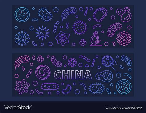 China Viruses Concept Outline Colored Royalty Free Vector