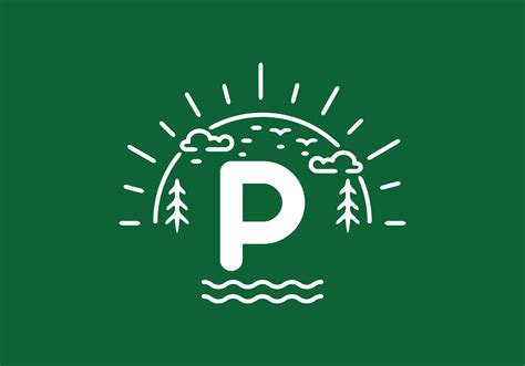 Distintivo De Natureza Selvagem Verde Branco Letra Inicial P