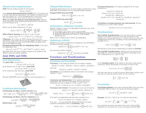 Probability Cheatsheet 3 3 Moment Generating Functions MGF For Any