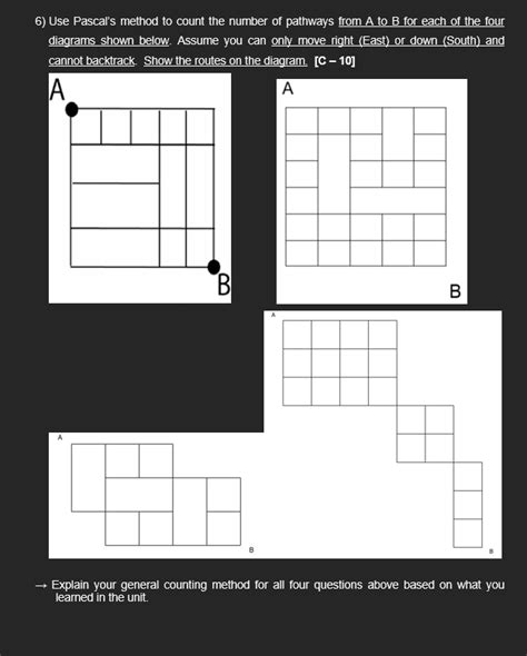 6 use pascal s method to count the number of pathways from a to b for