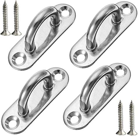 4 Pcs 3 1 Inch 304 Stainless Steel Ceiling Hooks Pad Eyes Plate Marine