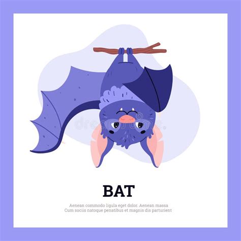 Funny Bat Hanging Upside Down Vector Illustration Of Halloween Cartoon
