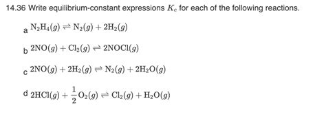 Solved 1436 Write Equilibrium Constant Expressions Kc For