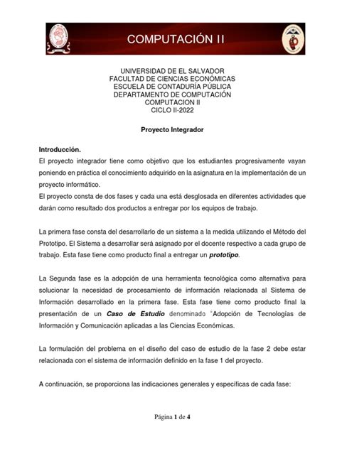 Proyecto De Computación Pdf Informática Diseño