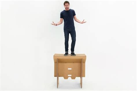 Refolds Cardboard Standing Desk Folds Away For Portability
