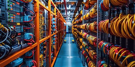 A Detailed Close Up Of Server With Cables And Lights Highlighting Its