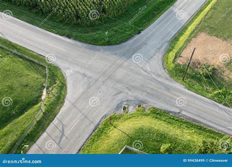 Road Intersection Aerial Stock Image Image Of Intersection 99438499