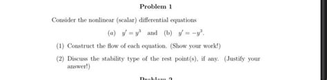 Solved Consider The Nonlinear Scalar Differential