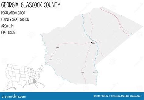 Large And Detailed Map Of Glascock County In Georgia Stock Illustration