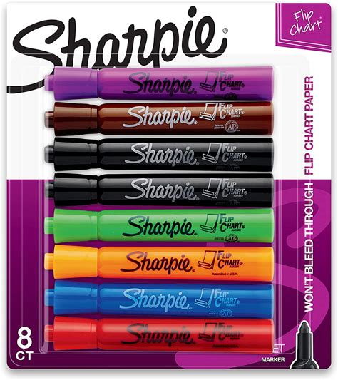 Sharpie Flip Chart Markers Bullet Tip Assorted Colors 8 Pack