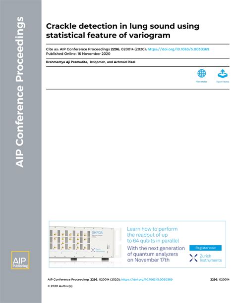 Pdf Crackle Detection In Lung Sound Using Statistical Feature Of Variogram