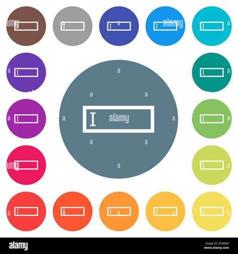 Editbox With Editing Cursor Flat White Icons On Round Color Backgrounds