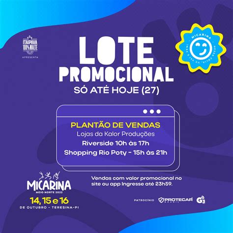 Micarina 2022 Vendas do lote promocional encerram neste sábado