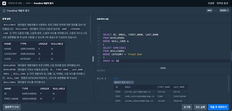 프로그래머스 frontend 개발자 찾기