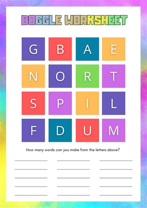 Free Printable Boggle Worksheets Pdf Printables Hub Making Words