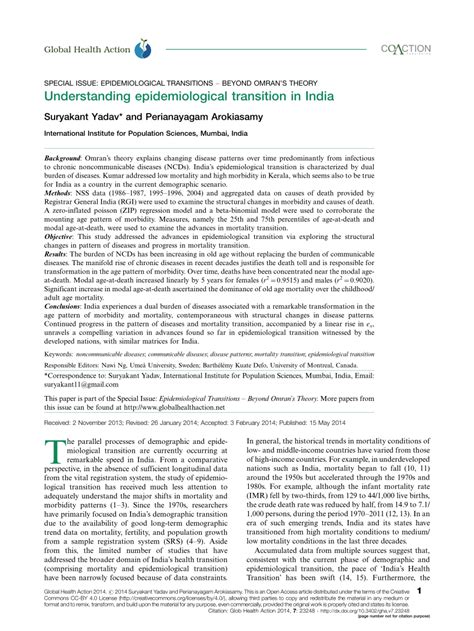 Pdf Understanding Epidemiological Transition In India