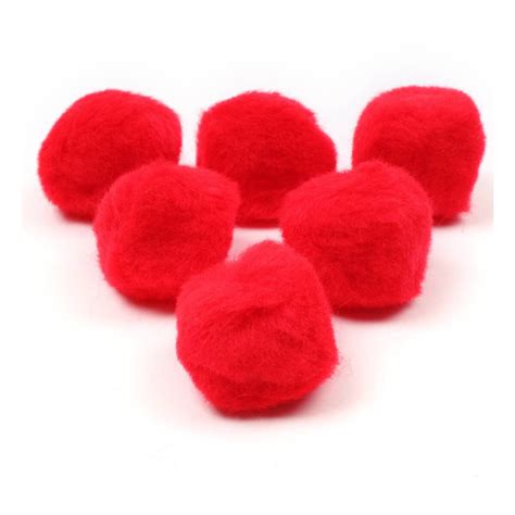 Bright Red Pom Poms 5cm 6 Pack Hobbycraft