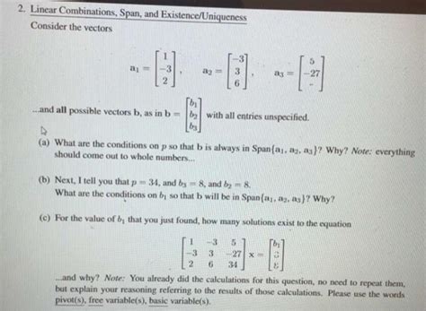 solved 2 linear combinations span and