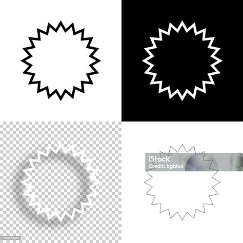 스타 버스트 태양 버스트 배지 디자인 아이콘입니다 빈 흰색 및 검은색 배경 선 아이콘 개념에 대한 스톡 벡터 아트 및 기타 이미지 Istock