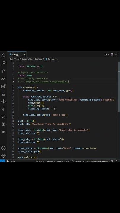 countdown timer on python python pythonprogramming shorts viral countdown youtube