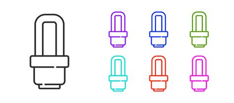 黑線 Led 燈泡圖示隔離在白色背景上經濟型 Led 照明燈泡節能燈設置圖示豐富多彩向量向量圖形及更多便宜圖片 便宜 光 全景