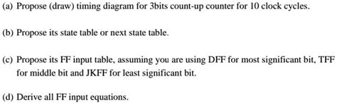 Solved A Propose A Timing Diagram For A 3 Bit Count Up Counter For 10