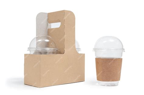 이동 포장 광고 빈 흰색 배경에 고립 된 일회용 종이 커피 컵 커피 음료 프리미엄 사진
