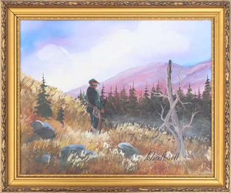 JOHAN ARVALL olja på duk Jägare på myren signerad Johan Arvall