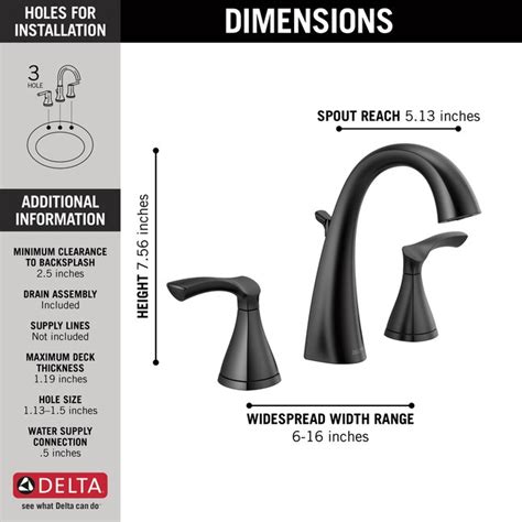 Delta Sandover Matte Black 2 Handle Widespread Watersense High Arc