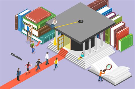 3d 아이소메트릭 플랫 벡터 고등 교육의 개념적 일러스트 레이 션 등측투영법에 대한 스톡 벡터 아트 및 기타 이미지 등측투영법 학생 강당 Istock