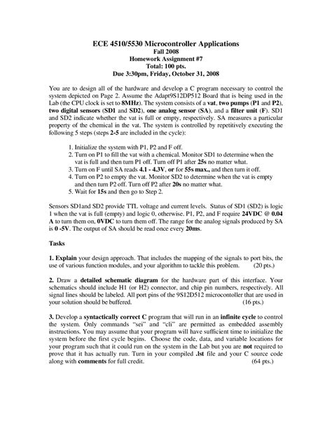 Microcontroller Applications Assignment 7 Ece 4510 Docsity