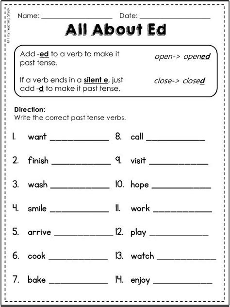 First Grade Grammar Worksheets Present Past Future Tense