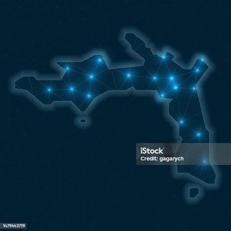 피터 아일랜드 네트워크 지도 섬의 추상 기하학적 지도 디지털 연결 및 통신 설계 빛나는 인터넷 네트워크 빛나는 벡터 그림입니다 0명에 대한 스톡 벡터 아트 및 기타 이미지
