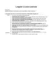 Chapter 6 Excel Exercise Xlsx Chapter 6 Excel Exercise Instructions The Following Selected