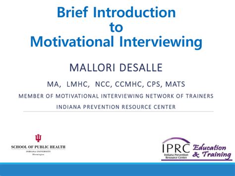 [ppt] Brief Introduction To Motivational Interviewing Mallo Lori Des
