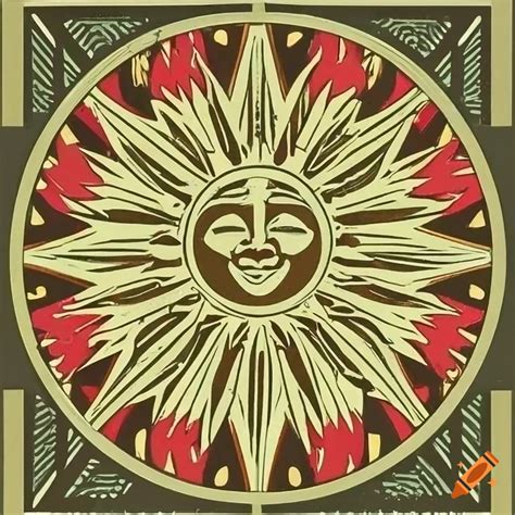 Art Deco Smiling Sun With Rays In Colored Engraving Style On Craiyon