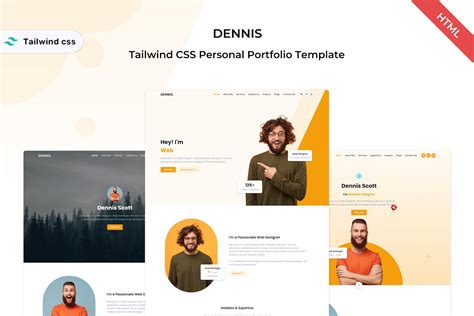 dennis tailwind css personal portfolio template download for wordpress