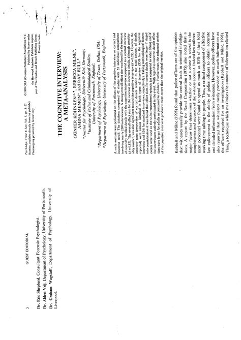 Pdf The Cognitive Interview A Meta Analysis