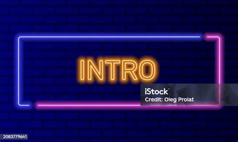 네온 사인 인트로 에서 말풍선 프레임 통하고 있는 벽돌 벽 배경 벡터 벽 배경에 밝은 배너입니다 인트로 버튼 소개 디자인 템플릿