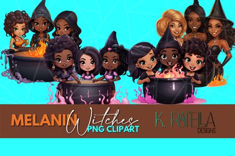 Black Girl Melanin Witches Png Clipart Graphic By Kraielladesigns
